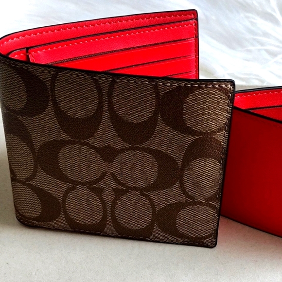 Coach | Bags | Coach Signature Coated Canvas Colorblock Mens Wallet ...